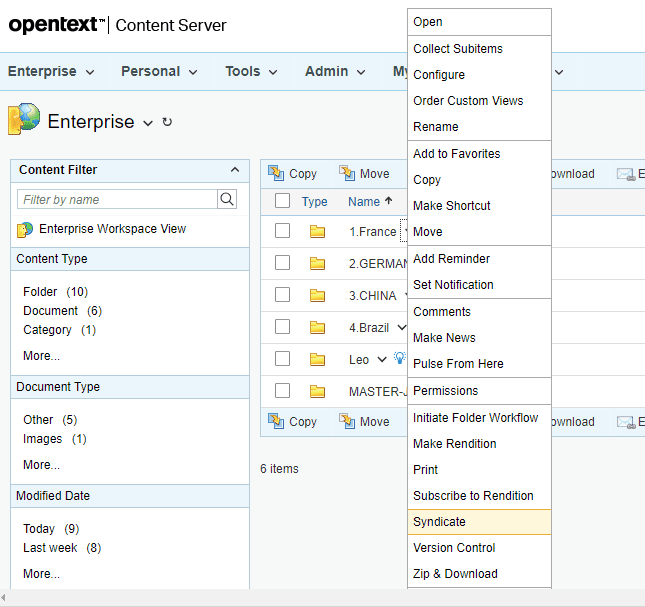 OpenText Content Server Syndication lets workers in remote locations access and share content ...